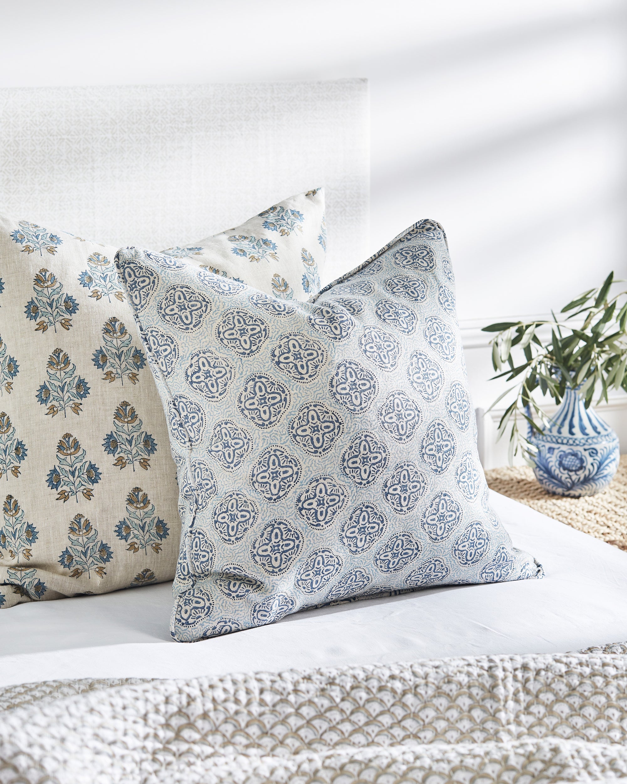 Ankara Fresh Azure Linen Pillowcase 55x55cm | Walter G – Walter G Australia